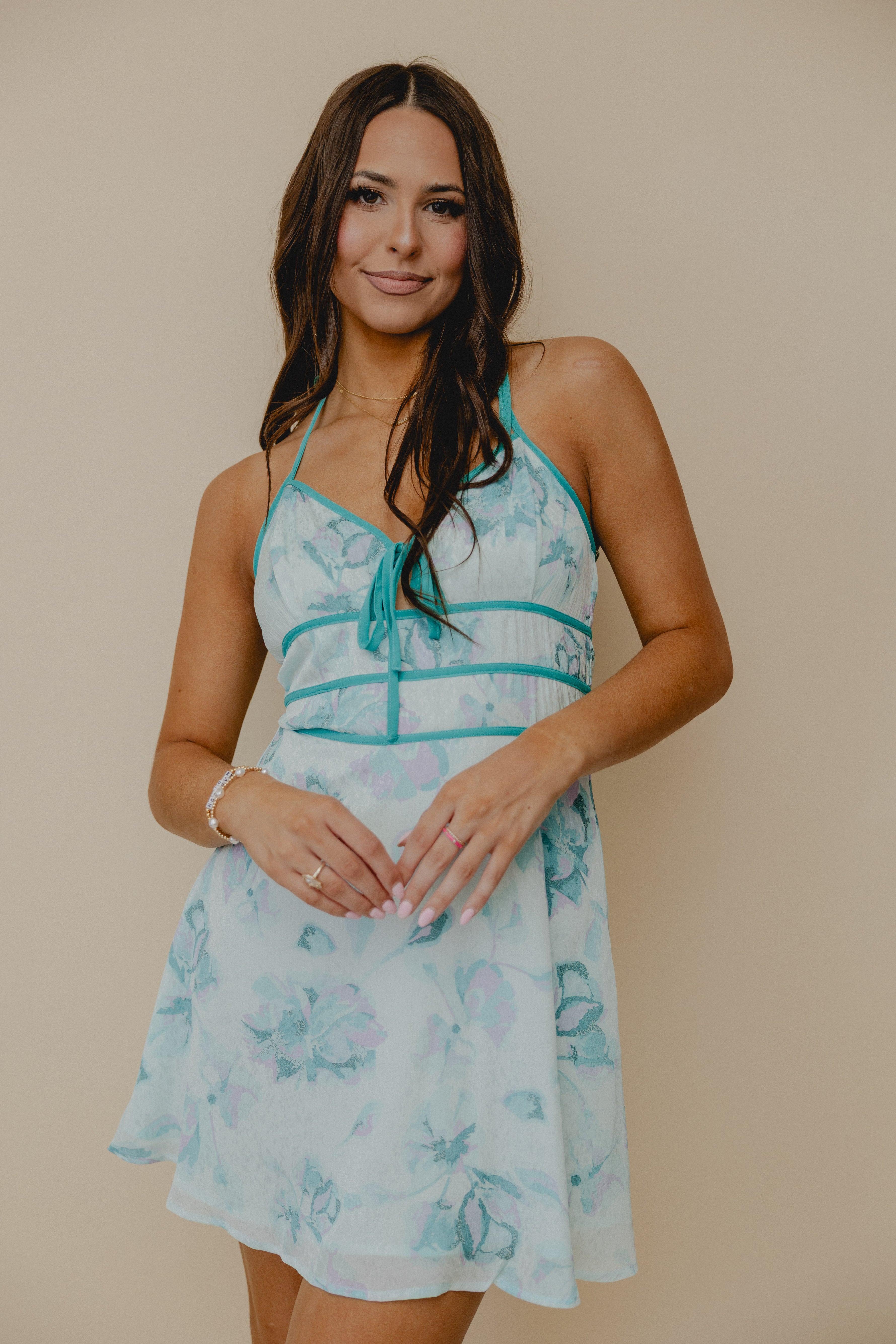 Romie Print Mini Dress Blue/White – Shoreline Sugars Boutique